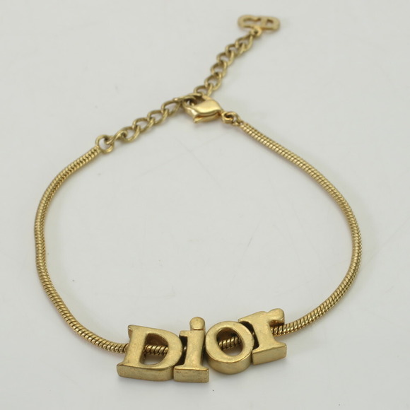 Dior | Bags | Christian Dior Logo Motif Snake Chain Bracelet Gold ...
